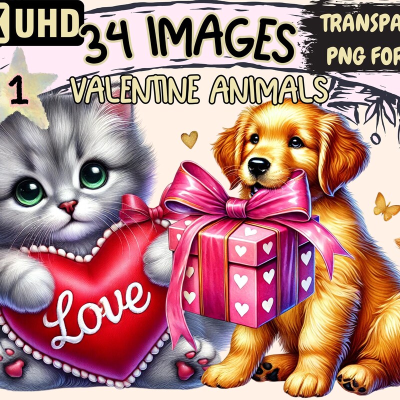 Animal Valentine Clipart - Etsy