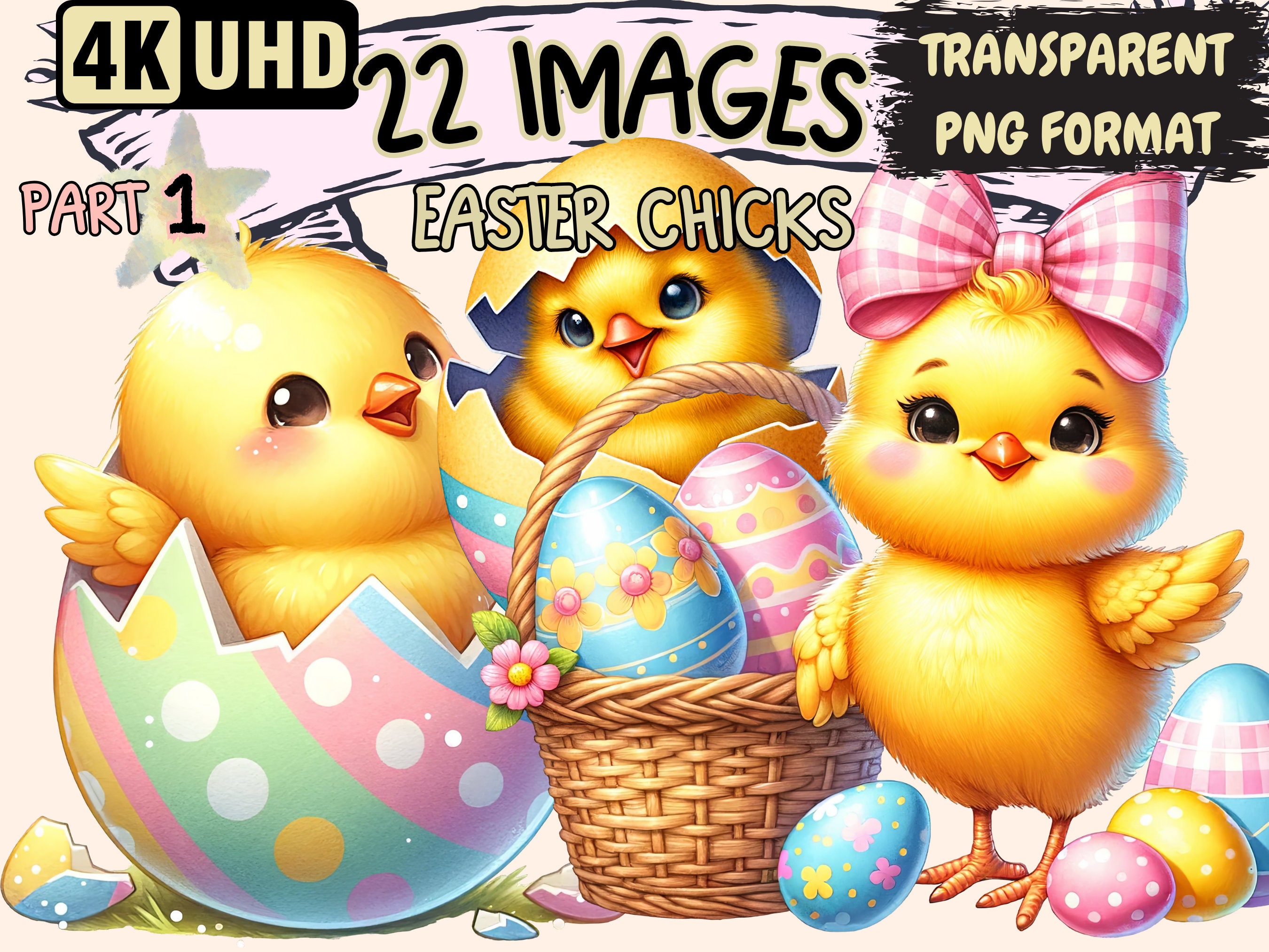 Easter Chicks Clipart 22 PNG Spring Birds Graphics, Cute Yellow Birdie ...