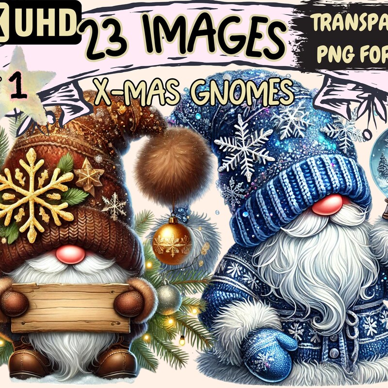 Gnome Christmas Clipart - Etsy