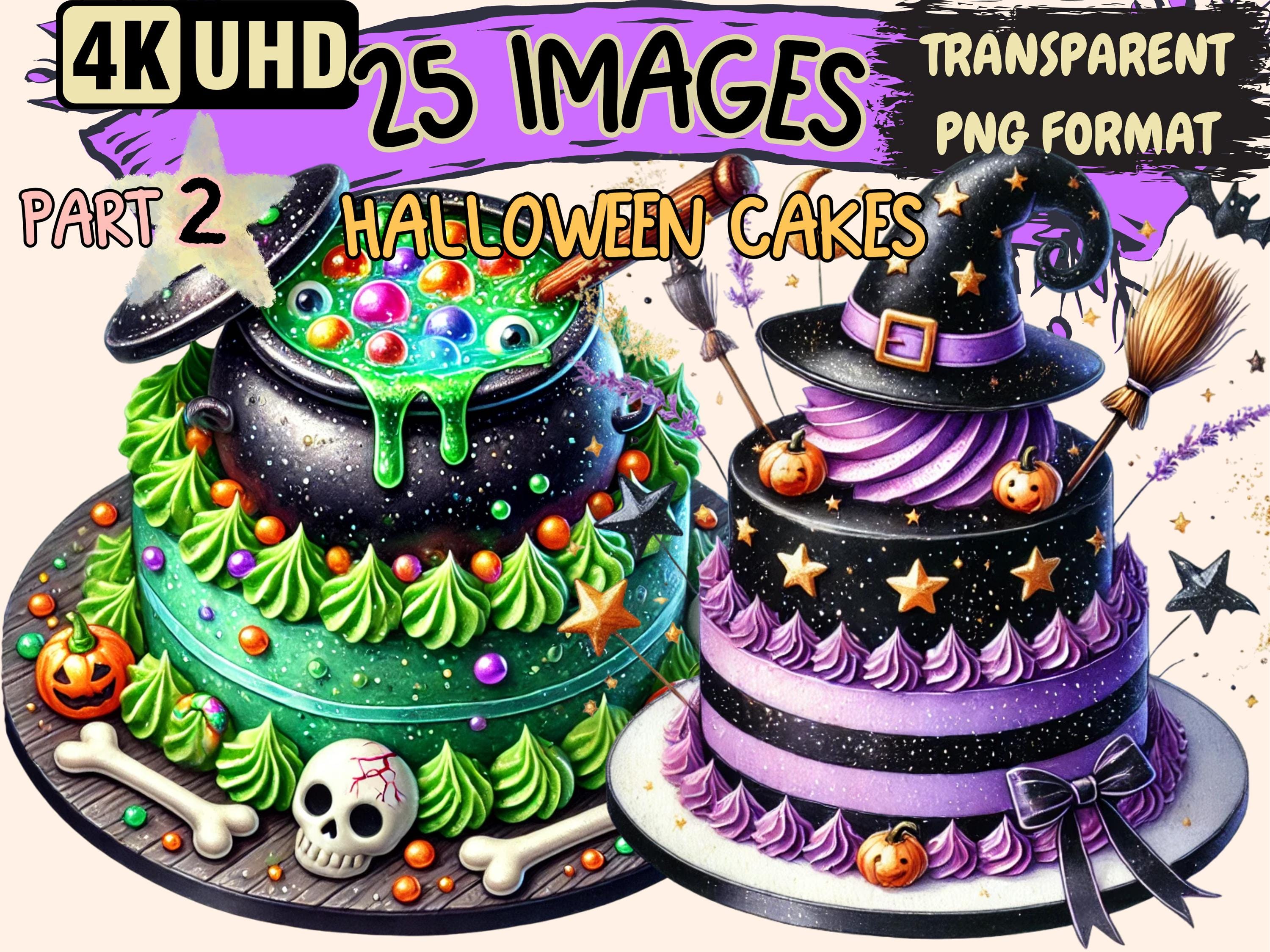 Halloween Cakes Clipart – 25 Spooky Dessert PNG Illustrations (digital ...