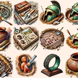 Archaeology Clipart – 33 PNG Ancient Artifact Illustrations (digital ...