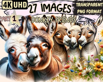 Donkey Friends Clipart – 27 PNG Graphics, Commercial Use (digital ...