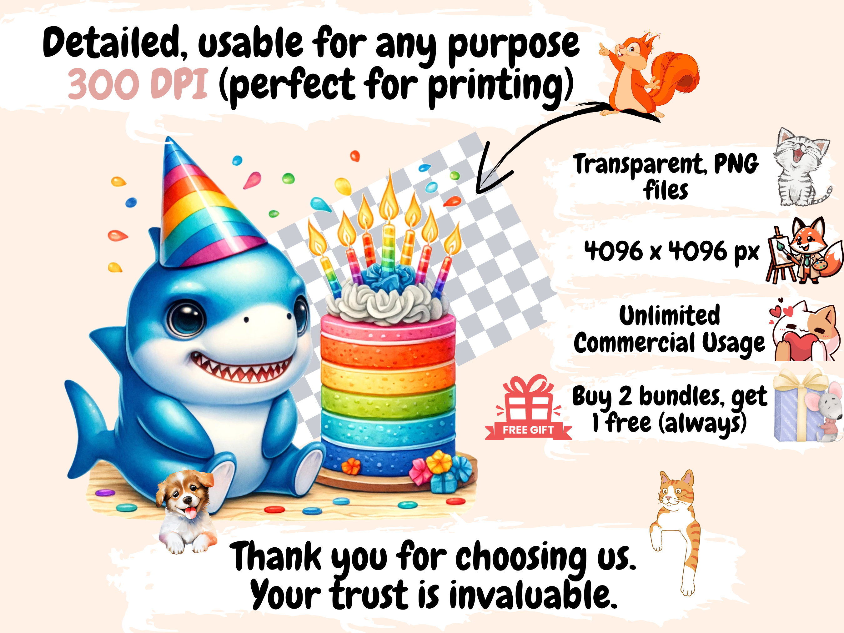 Birthday Sharks Clipart 28 PNG Fun Shark Graphics, Party Shark ...