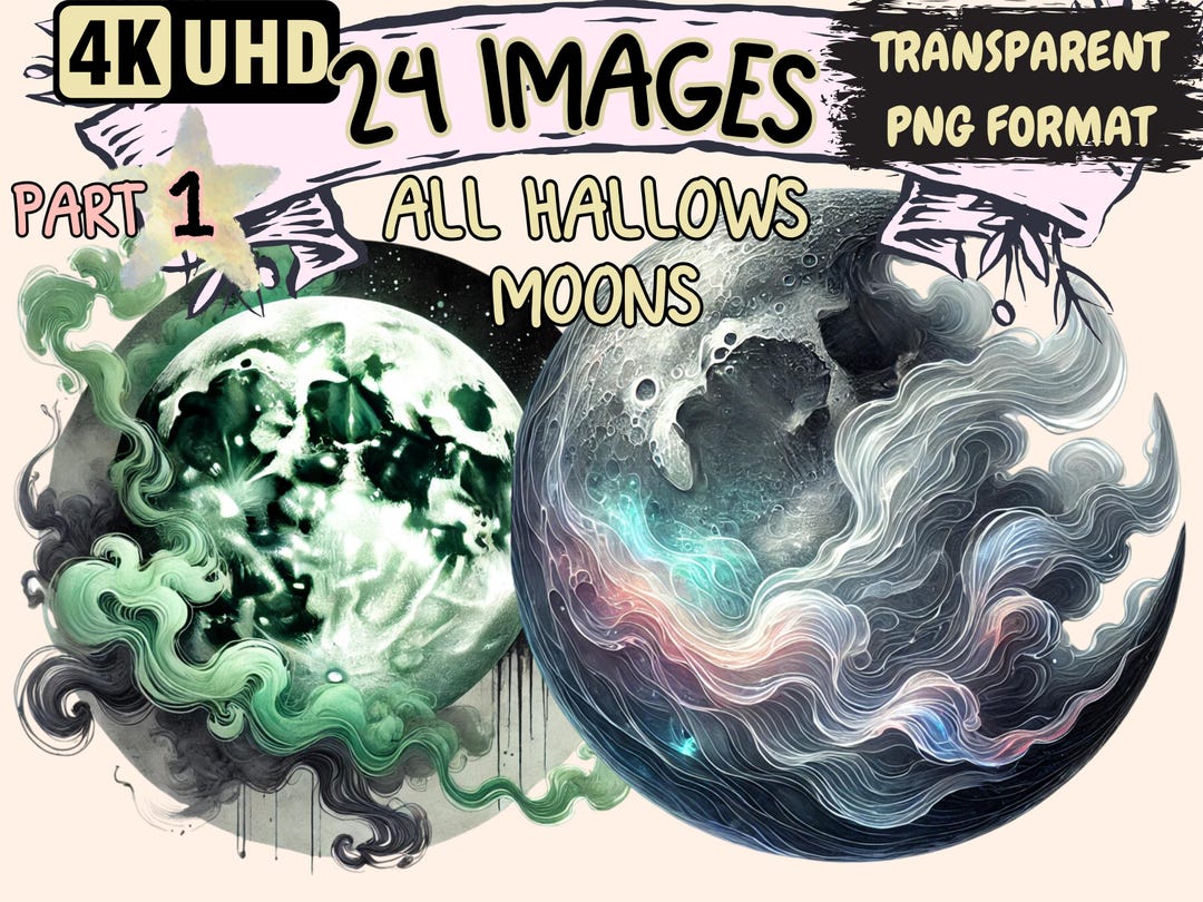 All Hallows Moons Clipart - 24 PNG Spooky Moon Illustrations, Halloween ...