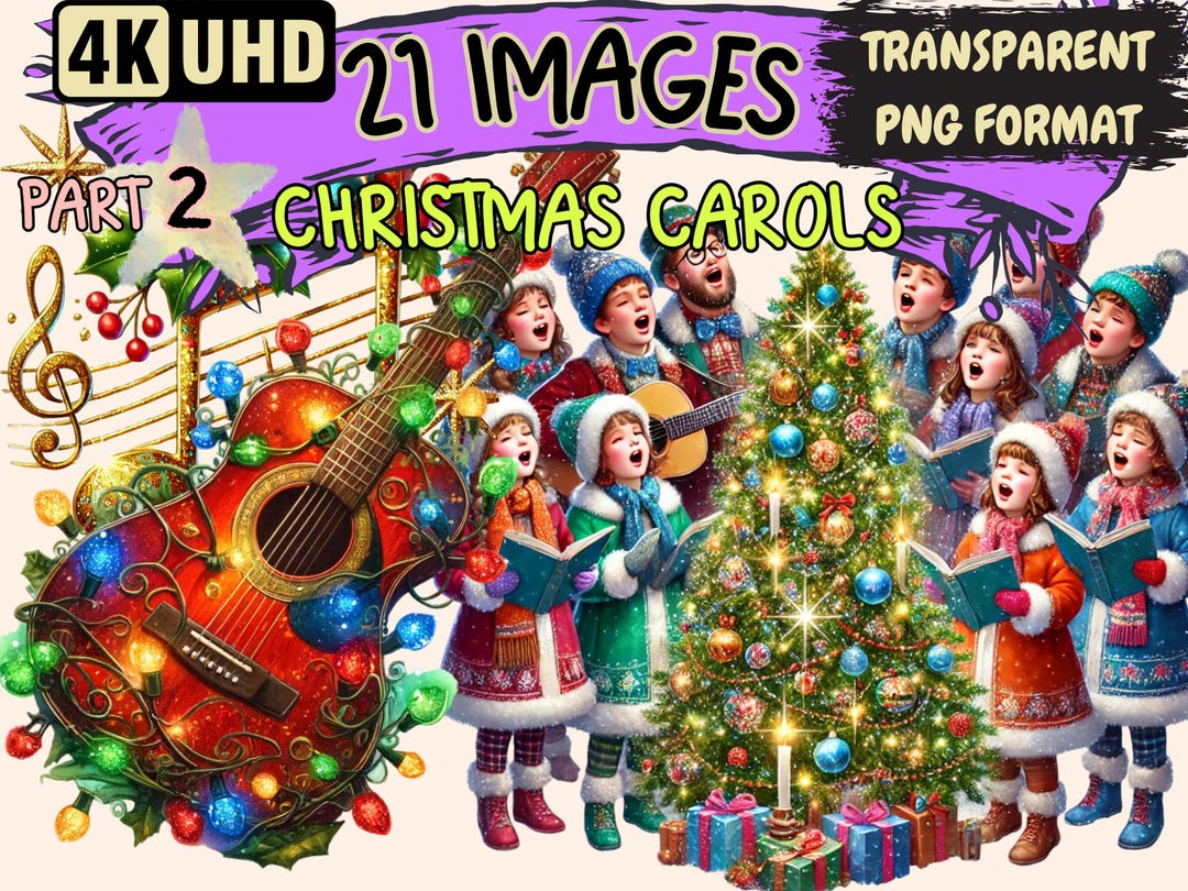 Christmas Carols (P2) Clipart - 24 PNG Festive Caroling Illustrations ...