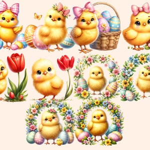 Easter Chicks Clipart - 22 PNG Spring Birds Graphics, Cute Yellow ...