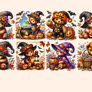 Halloween Teddy Bear Clipart – Spooky Costume PNG Graphics (digital ...