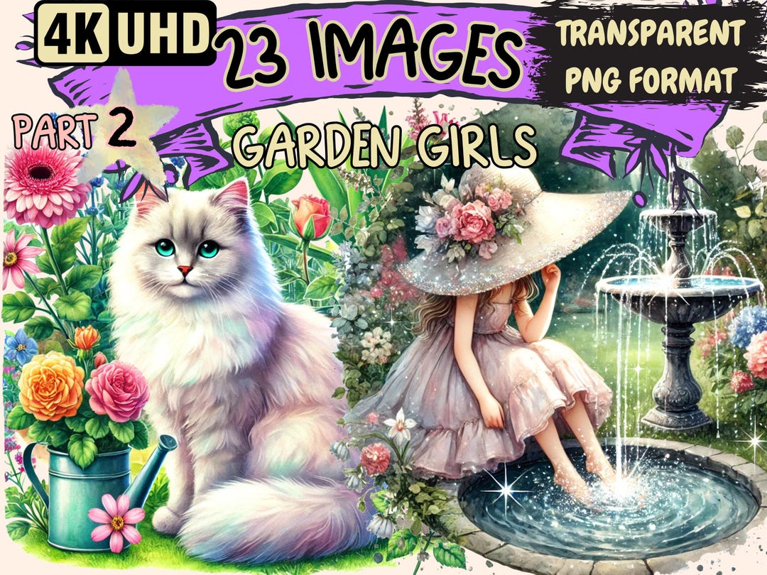 Garden Girls Clipart – 23 PNG Floral Illustrations (digital Download ...