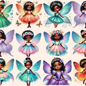 Little Fairies (P3) Clipart - 20 PNG Black Skin Fairy Graphics, African ...