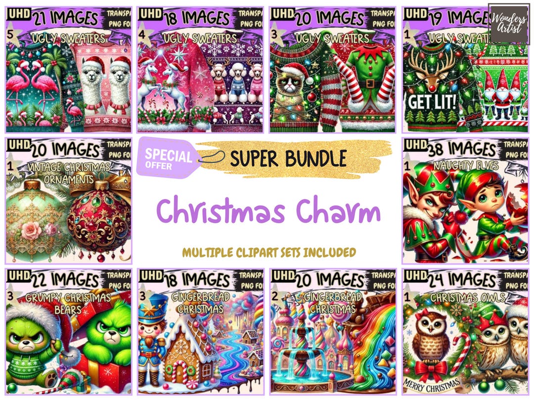 Christmas Clipart Super Bundle – Vintage Holiday Graphics (digital ...