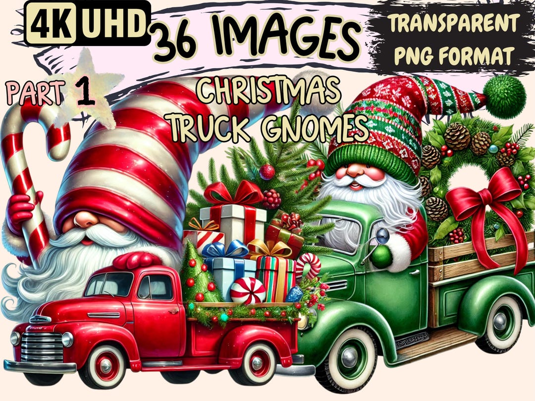 Christmas Truck Gnomes Clipart - 36 PNG Gnome Holiday Trucks ...