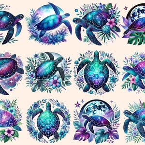Celestial Turtles Clipart - 33 PNG Cosmic Turtle Illustrations, Starry Fantasy Art, Instant ...