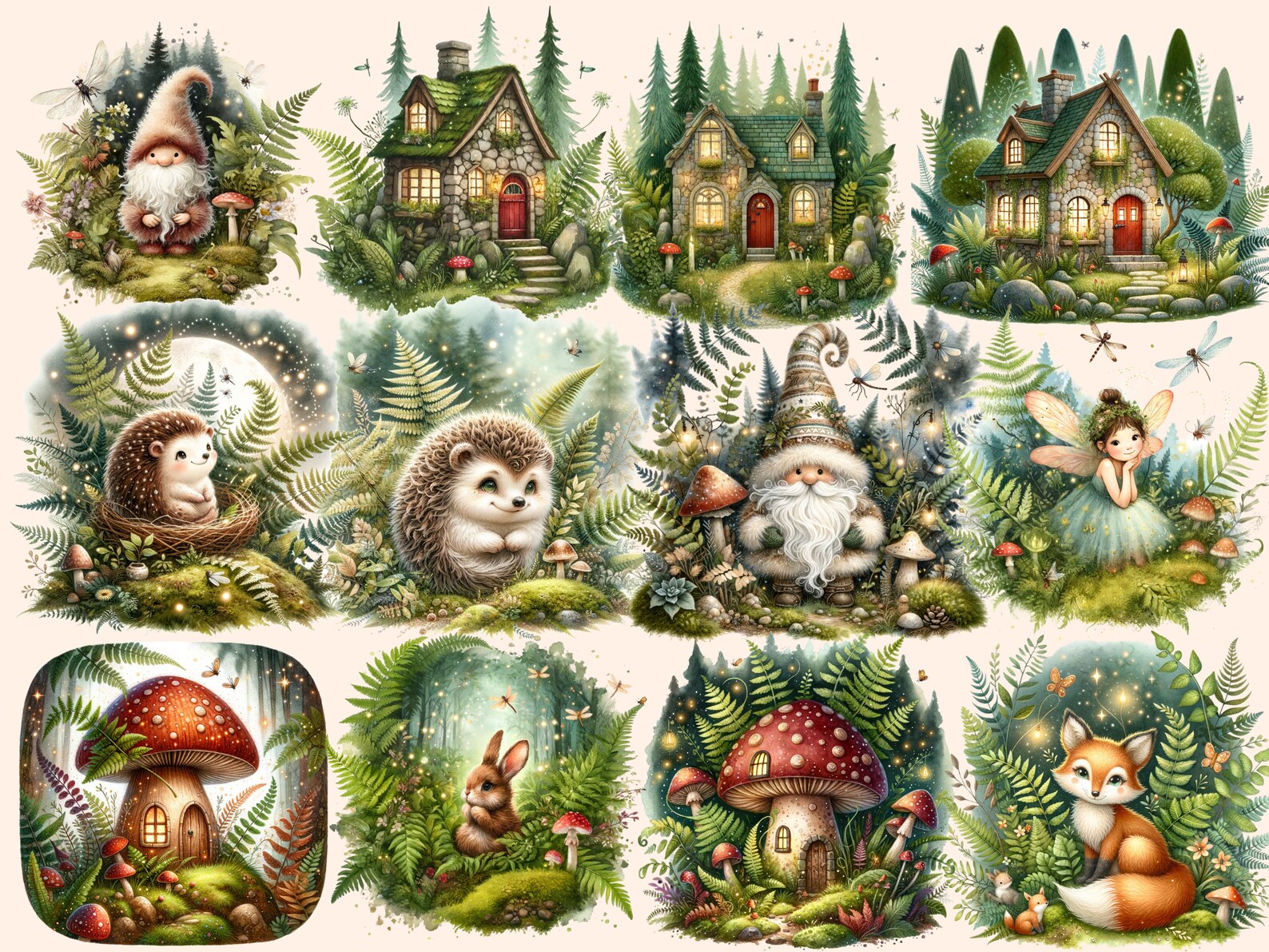 Woodland Clipart Bundle 23 PNG Forest Animals Images, Cute Whimsical ...