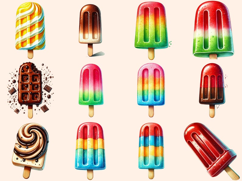 Popsicle Clipart – 30 Summer Treat PNG Illustrations (digital Download ...
