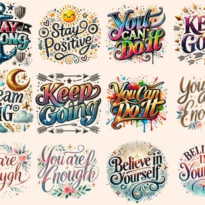 Inspirational Quote Clipart – Motivational PNG Illustrations (digital ...