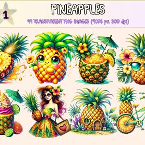 Pineapples Clipart - 44 PNG Tropical Fruit Graphics, Summer Pineapple ...