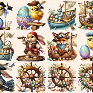 Easter Pirates Clipart - 30 PNG Springtime Adventure Graphics, Cute ...