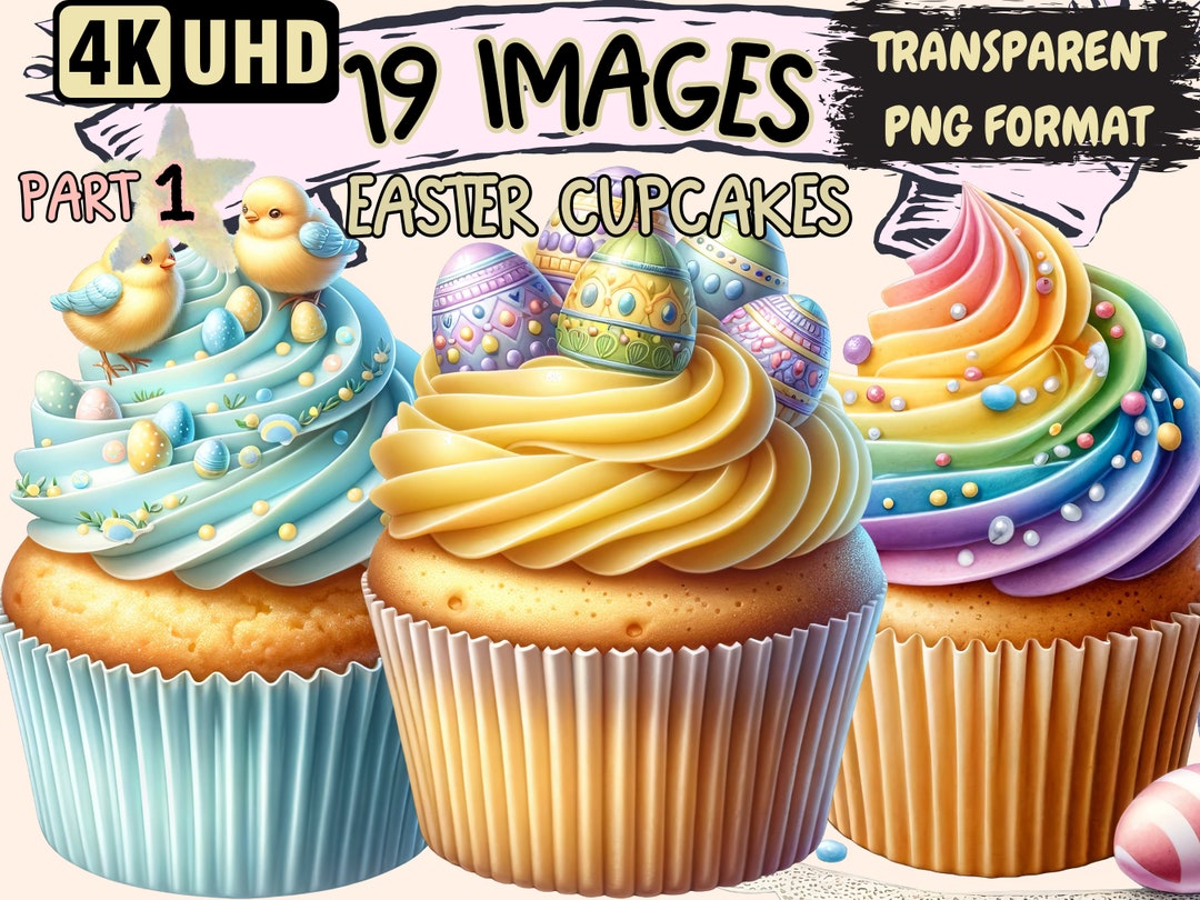Easter Cupcakes Clipart - 19 PNG Sweet Easter Desserts Graphics, Tasty ...