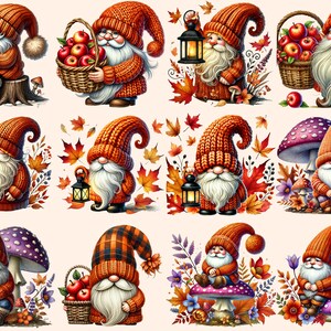 Autumn Gnomes Clipart - 21 PNG Fall Gnome Illustrations, Cozy Seasonal ...