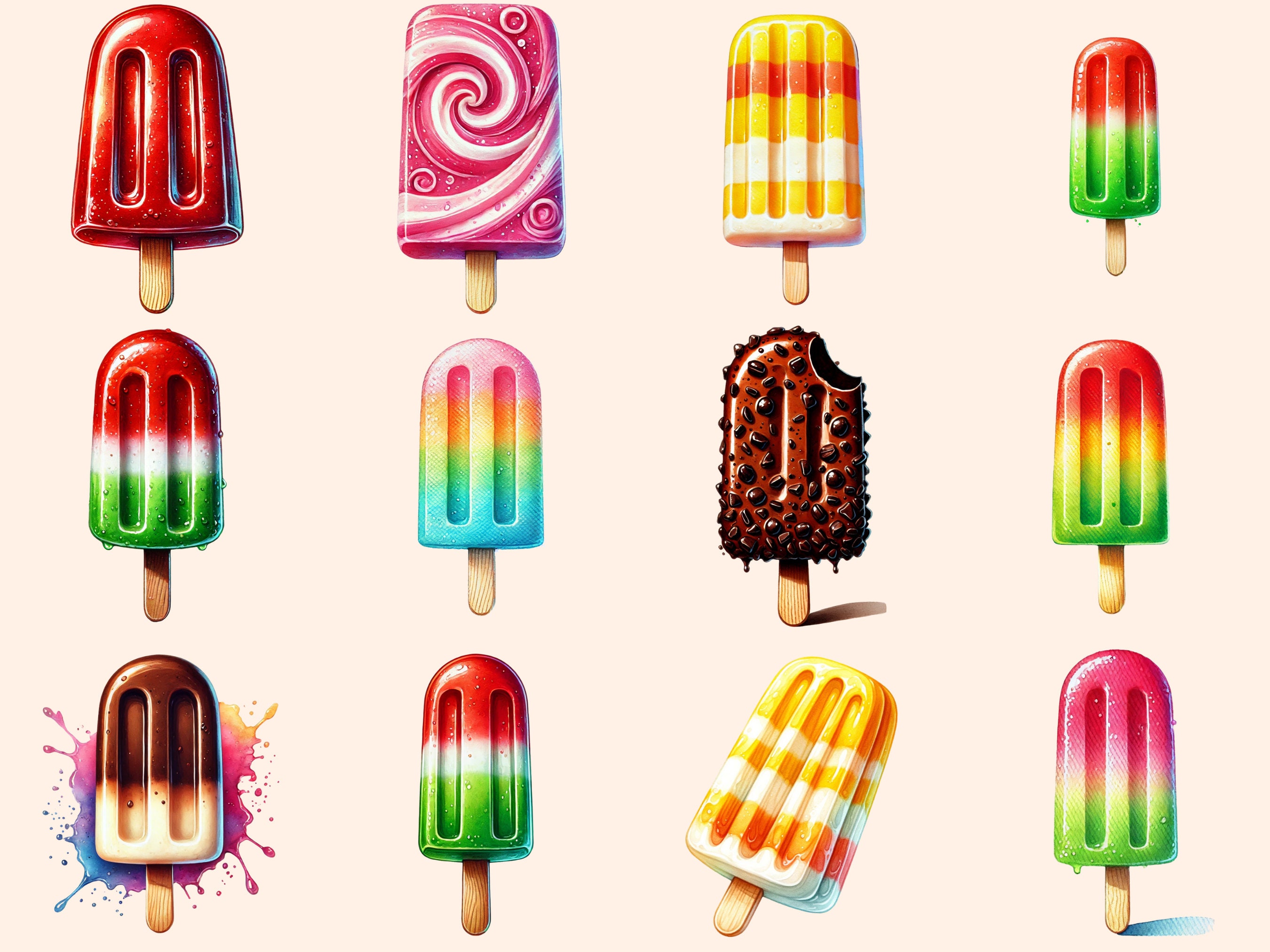Popsicle Clipart – 30 Summer Treat PNG Illustrations (digital Download ...