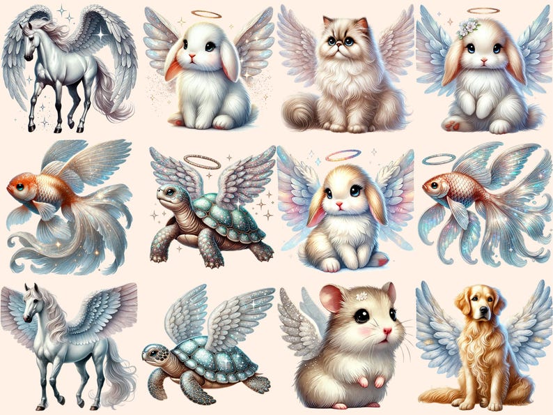 Angelic Animals Clipart – 19 Heavenly PNG Illustrations (digital ...