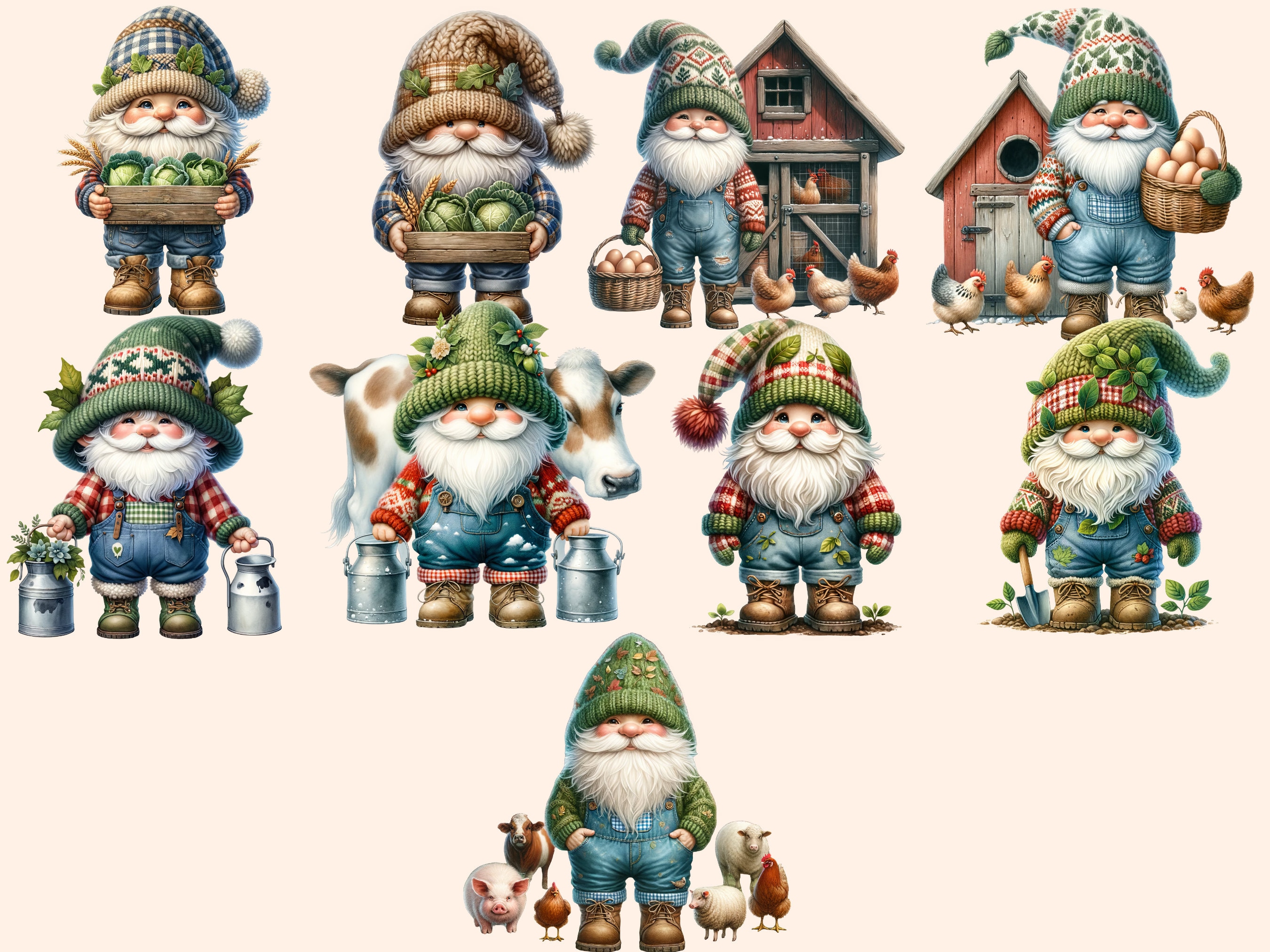 Farmer Gnomes Clipart 21 PNG Rustic Farm Countryside Gnomes, Ranch ...