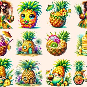 Pineapples Clipart - 44 PNG Tropical Fruit Graphics, Summer Pineapple ...