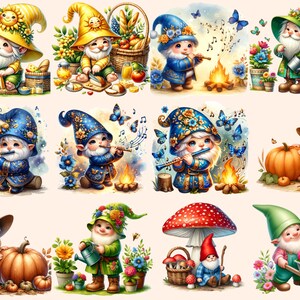 Garden Gnomes (P3) Clipart Bundle - 32 PNG Springtime Gardener Gnome ...
