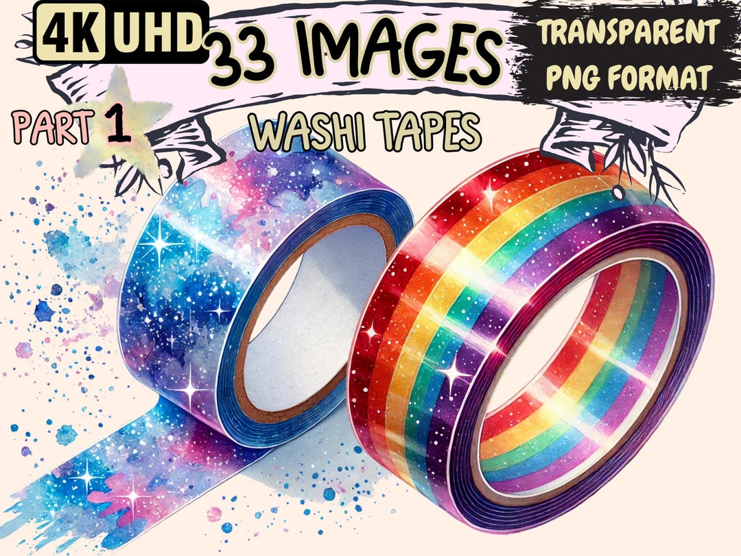 Washi Tapes Clipart - 33 PNG Decorative Tape Illustrations, Craft Art ...