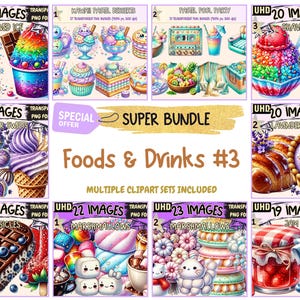 Foods & Drinks #3 SUPER BUNDLE - 26 Clipart Bundles Inside, Food ...
