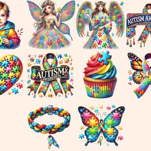 Autism Awareness Clipart - 46 PNG Supportive Illustrations, Advocacy ...