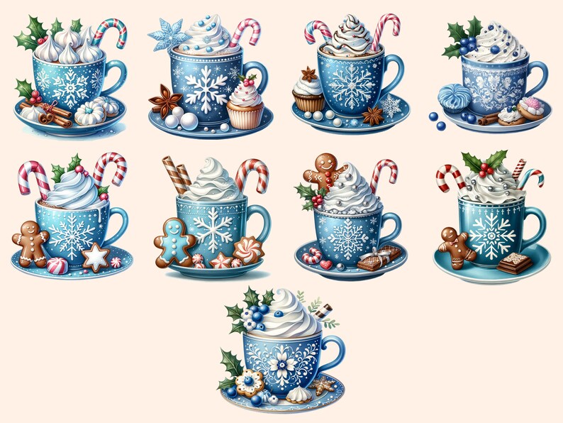 Winter Hot Cocoa Clipart – 21 PNG Festive Cocoa Graphics (digital ...