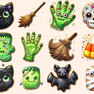 Halloween Cookies (P2) Clipart - 24 PNG Spooky Treat Illustrations ...
