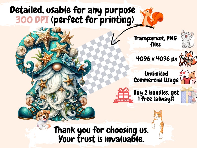 Sea Gnomes Clipart – 24 Whimsical PNG Graphics (digital Download) - Etsy