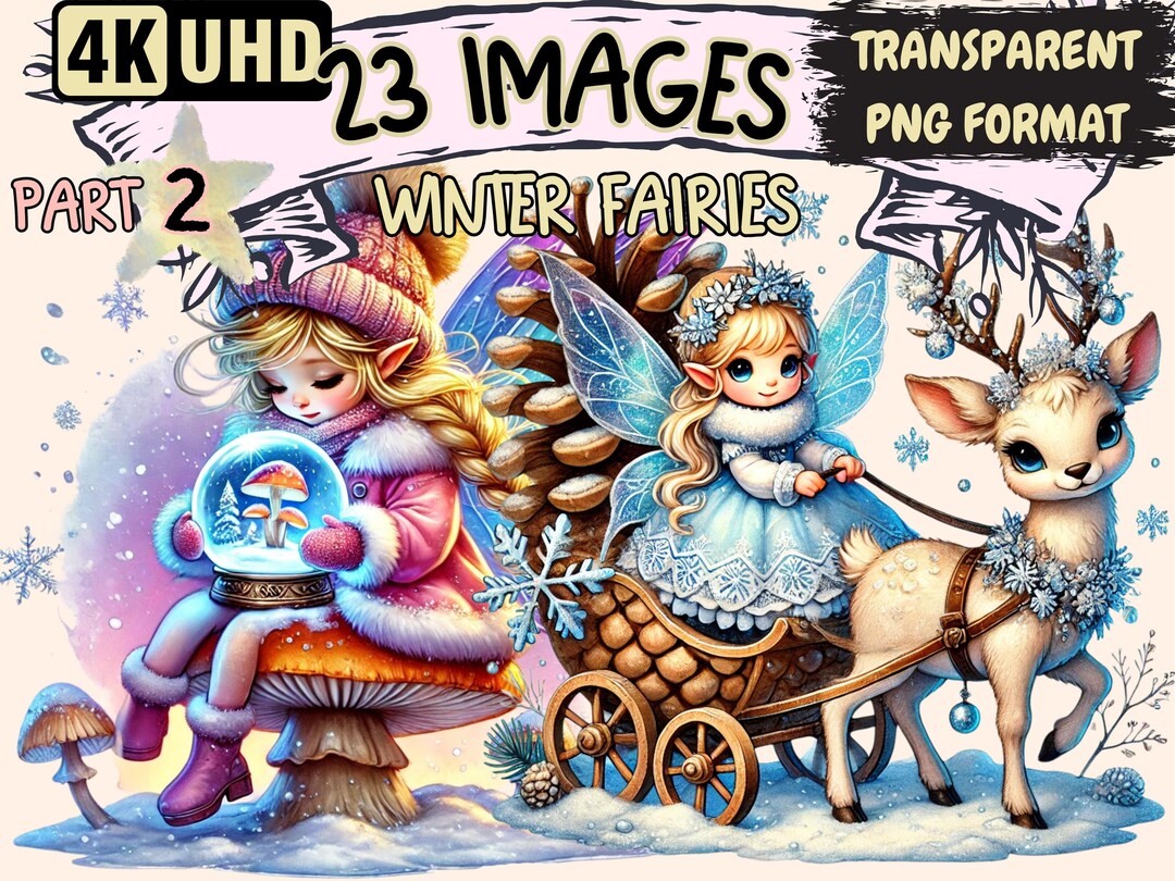 Winter Fairies Clipart – 23 PNG Snow Fairy Illustrations (digital ...
