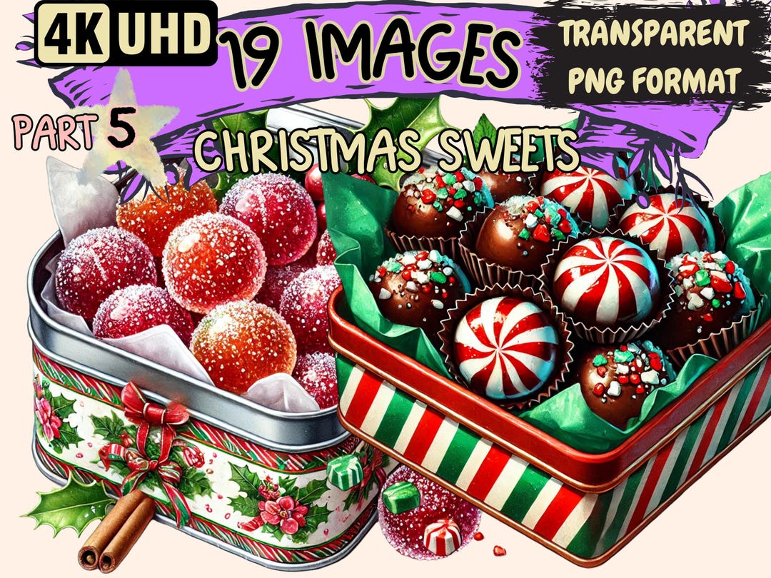 Christmas Sweets (P5) Clipart - 19 PNG Festive Treat Illustrations ...