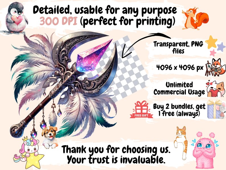 Fantasy Weapons (P2) Clipart - 25 PNG Magical Weapon Illustrations ...