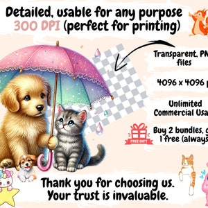 Cats & Dogs Friends (P2) Clipart - 27 PNG Little Pet Illustrations ...