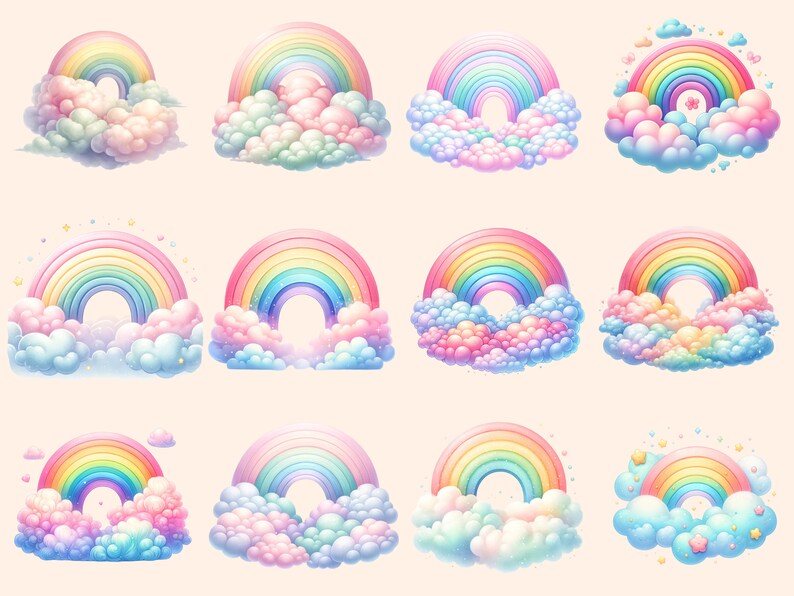 Colorful Rainbow Clipart – 18 PNG Graphics, Commercial Use (digital ...