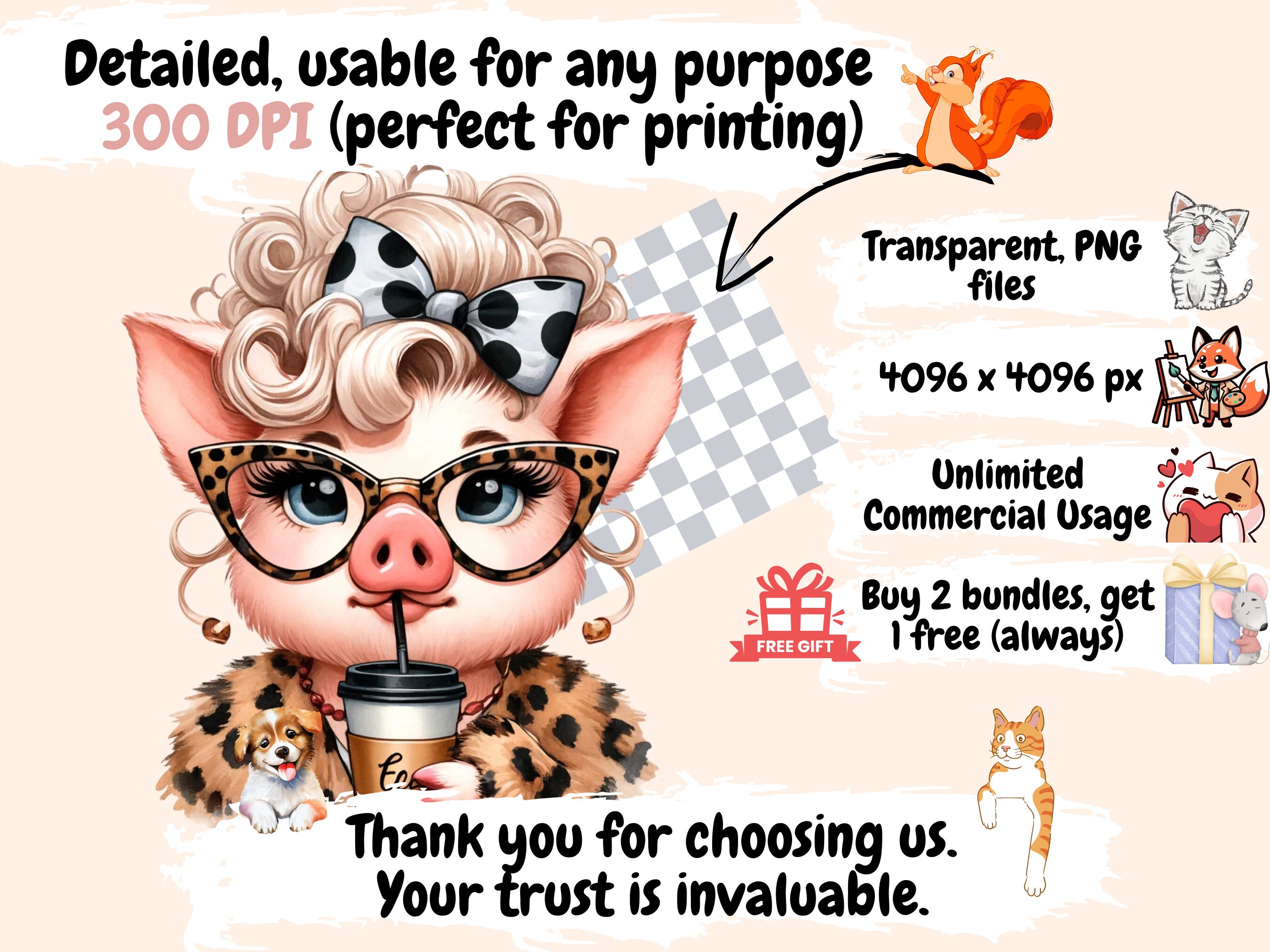 Leopard Print Pigs Clipart – 19 PNG Graphics (digital Download) - Etsy