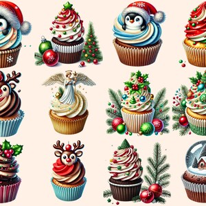 Christmas Cupcakes Clipart - 25 PNG Festive Cupcake Graphics, Holiday ...