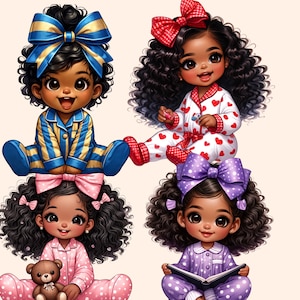 Pyjama Girls (P2) Clipart - 16 PNG Cute Adorable Girl Graphics, Sweet ...