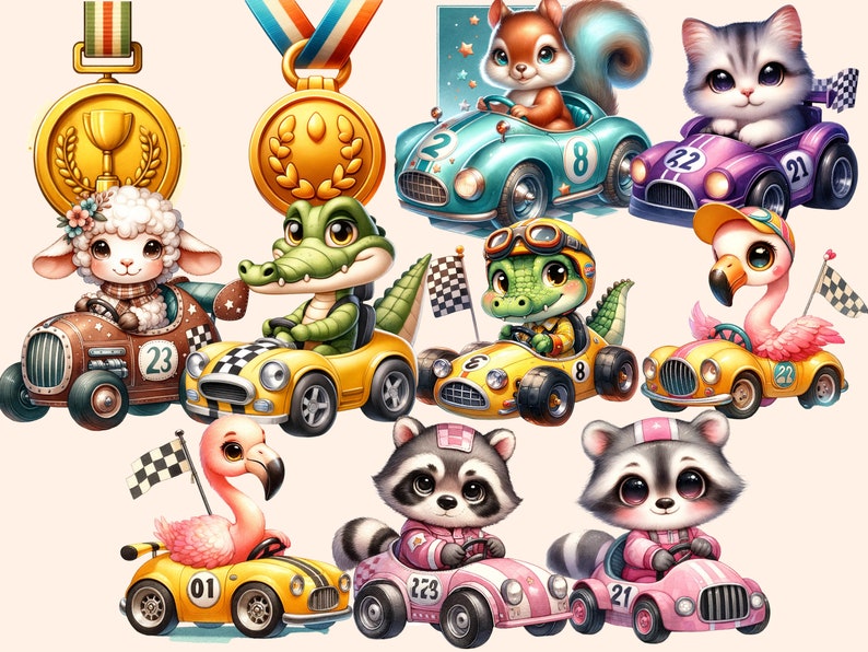Racing Animals Clipart – 23 PNG Kart Graphics, Commercial Use (digital ...