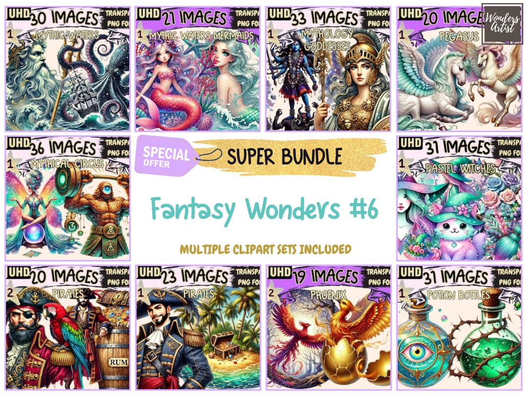 Fantasy Wonders #6 SUPER BUNDLE - 20 Clipart Bundles Inside, Enchanted ...