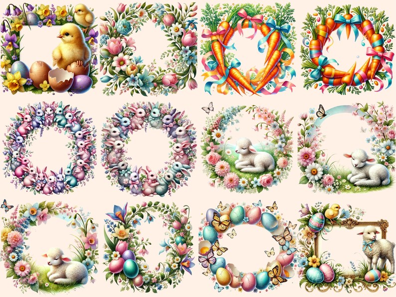Easter Frames Clipart – Festive Spring PNG Graphics (digital Download ...