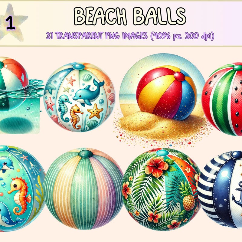 Beach Ball Clipart - Etsy