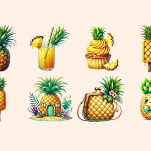 Pineapples Clipart - 44 PNG Tropical Fruit Graphics, Summer Pineapple ...