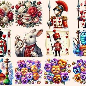 Wonderland Clipart 24 PNG Whimsical Fantasy Illustrations, Magical ...