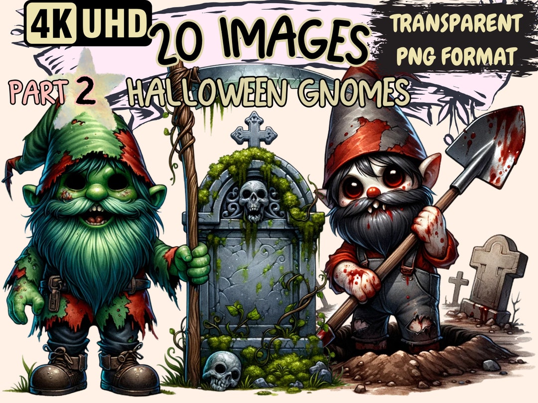 Halloween Gnomes (P2) Clipart - 20 PNG Spooky Gnome Graphics, Festive ...