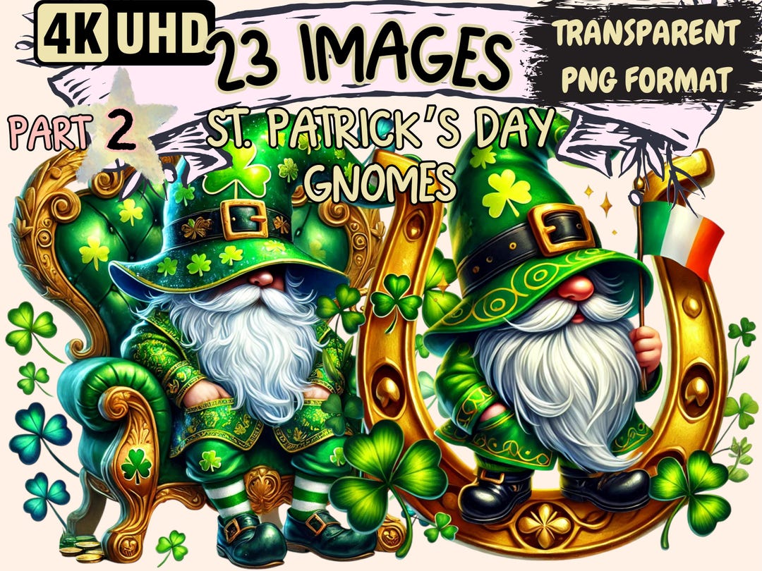 St. Patrick's Day Gnomes Clipart – Irish PNG Illustrations (digital ...